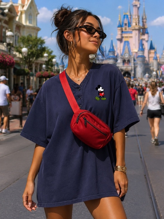 Disney | Tops | Vintage Disney Mickey Mouse Henley Tee Embroidered 9s ...